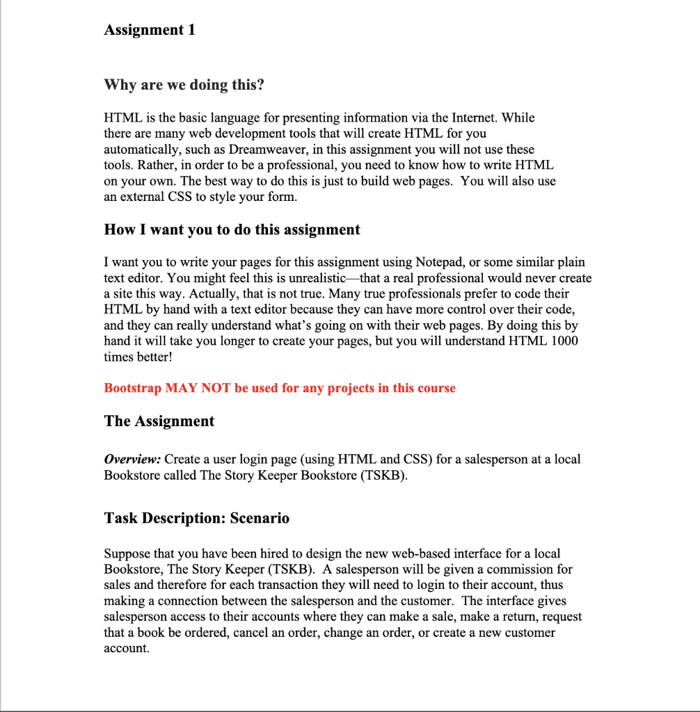 Solved Assignment 1 Why are we doing this? HTML is the basic | Chegg.com
