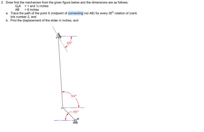 Solved 60° 94 45 02 2. Draw first the mechanism from the | Chegg.com