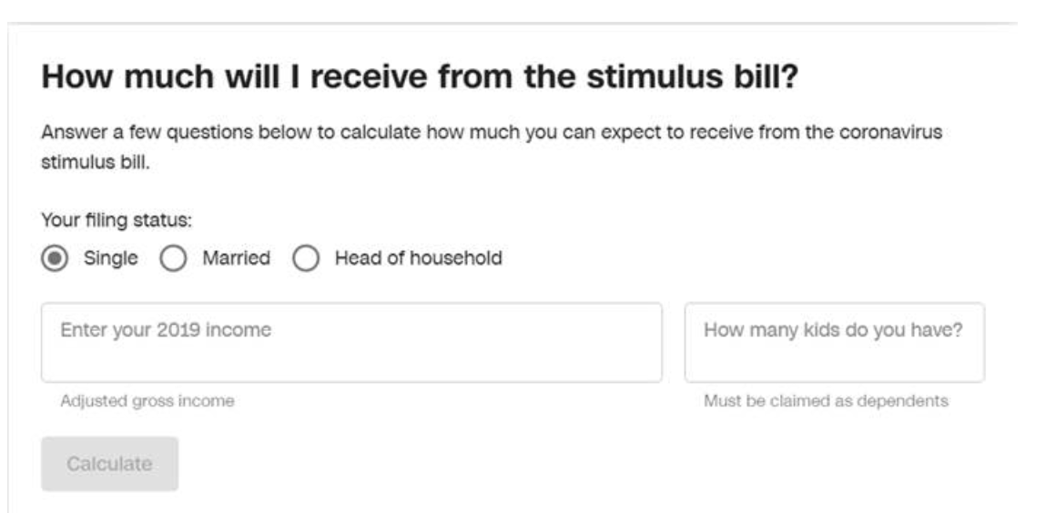Stimulus Bill Calculator: | Chegg.com