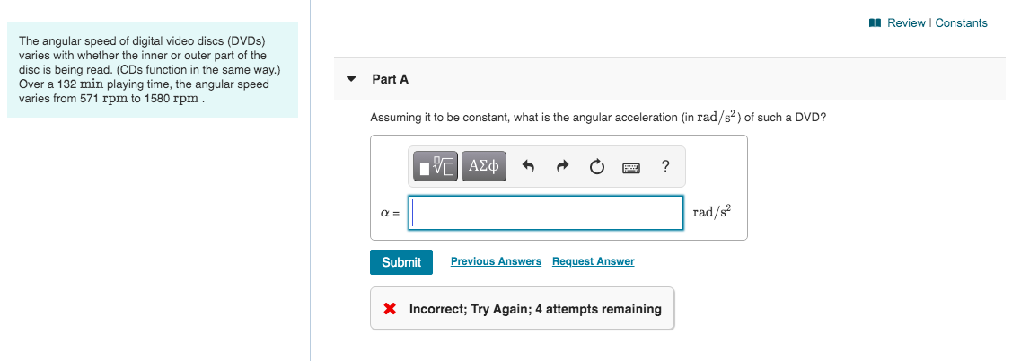 Solved Review Constants The angular speed of digital video | Chegg.com