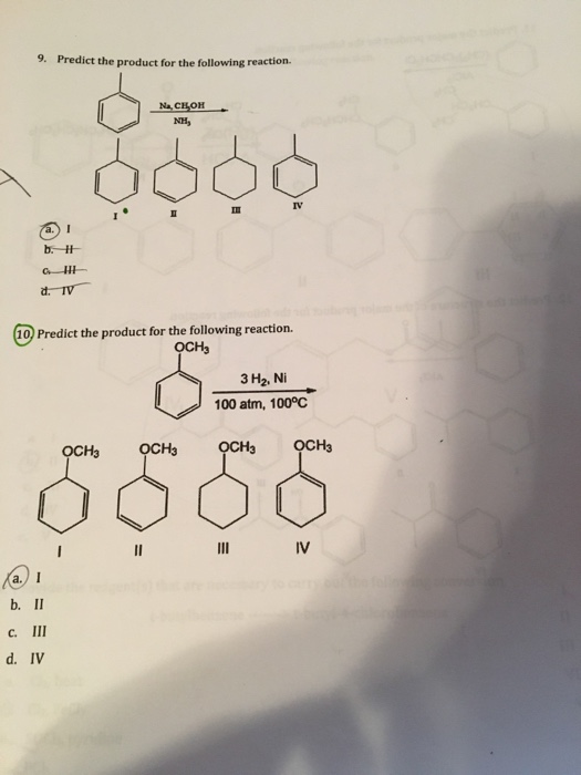 Solved 9. Predict the product for the following reaction. | Chegg.com