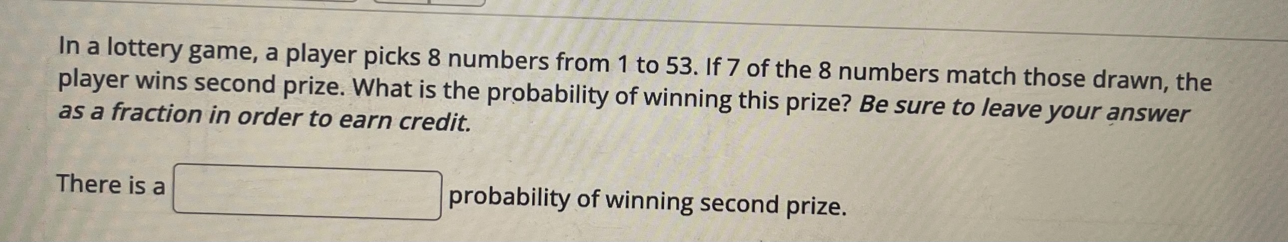 Solved In a lottery game, a player picks 8 numbers from 1 to | Chegg.com