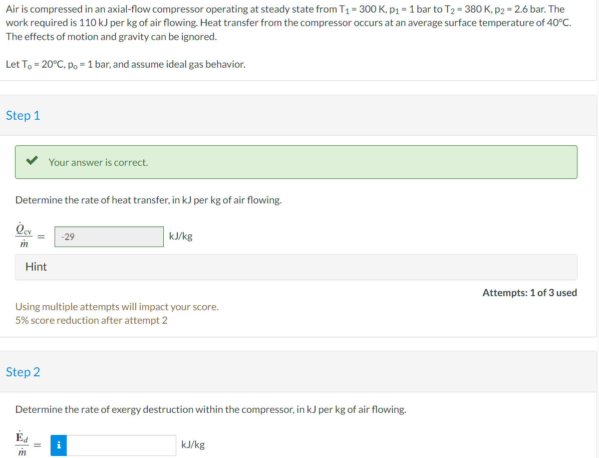 Solved Air is compressed in an axial-flow compressor | Chegg.com