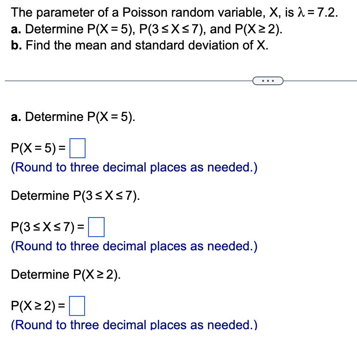 Solved The Parameter Of A Poisson Random Variable X Is 7833