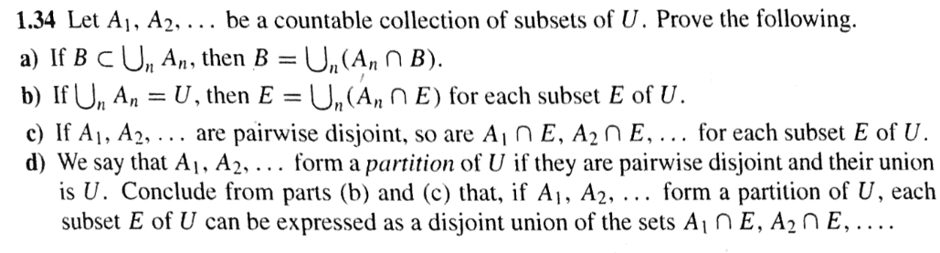 Solved 1.34 Let A1, A2, ... be a countable collection of | Chegg.com