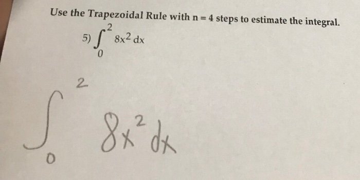 Solved Use the Trapezoidal Rule with n = 4 steps to estimate | Chegg.com