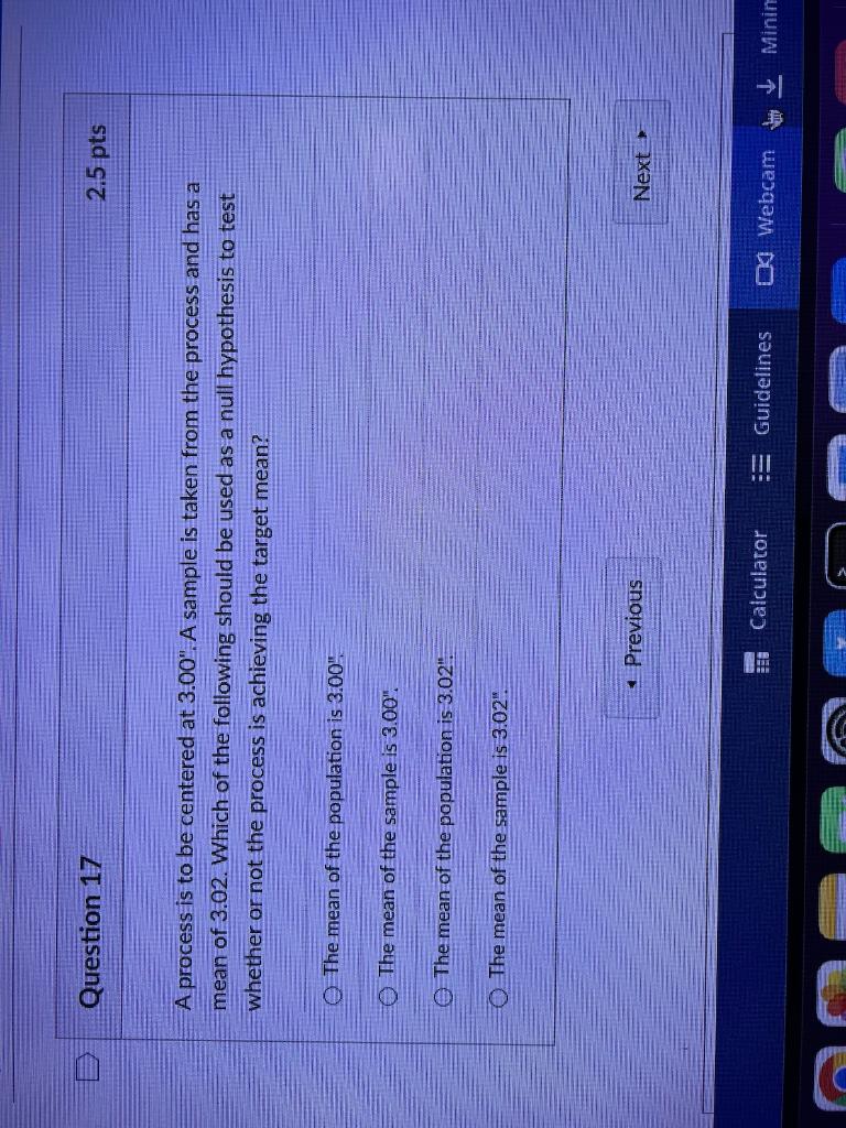 Solved A process is to be centered at 3.00′′. A sample is | Chegg.com