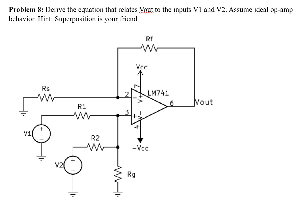 Solved Problem 8: Derive the equation that relates Vout to | Chegg.com