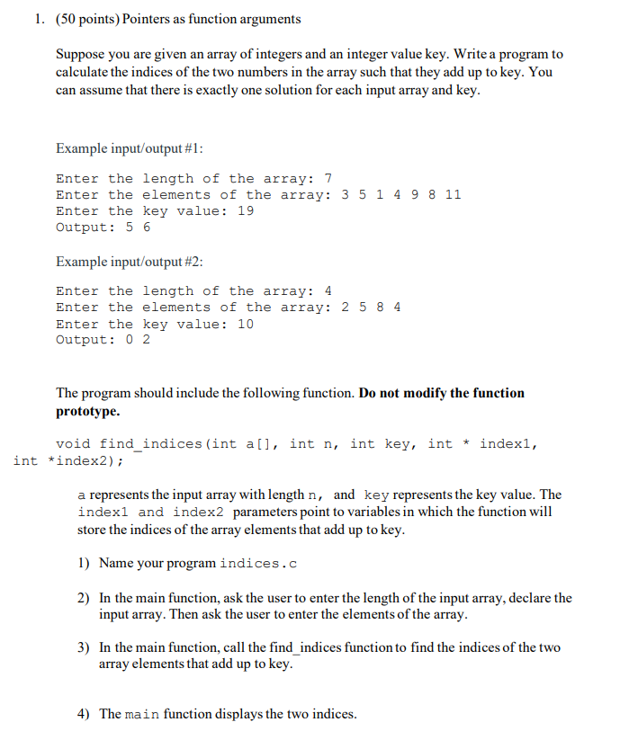 Solved 1. (50 points) Pointers as function arguments Suppose | Chegg.com