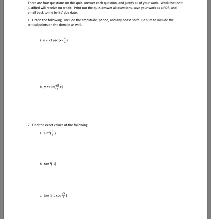 Solved There are four questions on this quiz. Answer each | Chegg.com