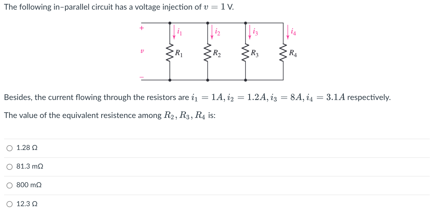 The following in-parallel circuit has a voltage | Chegg.com