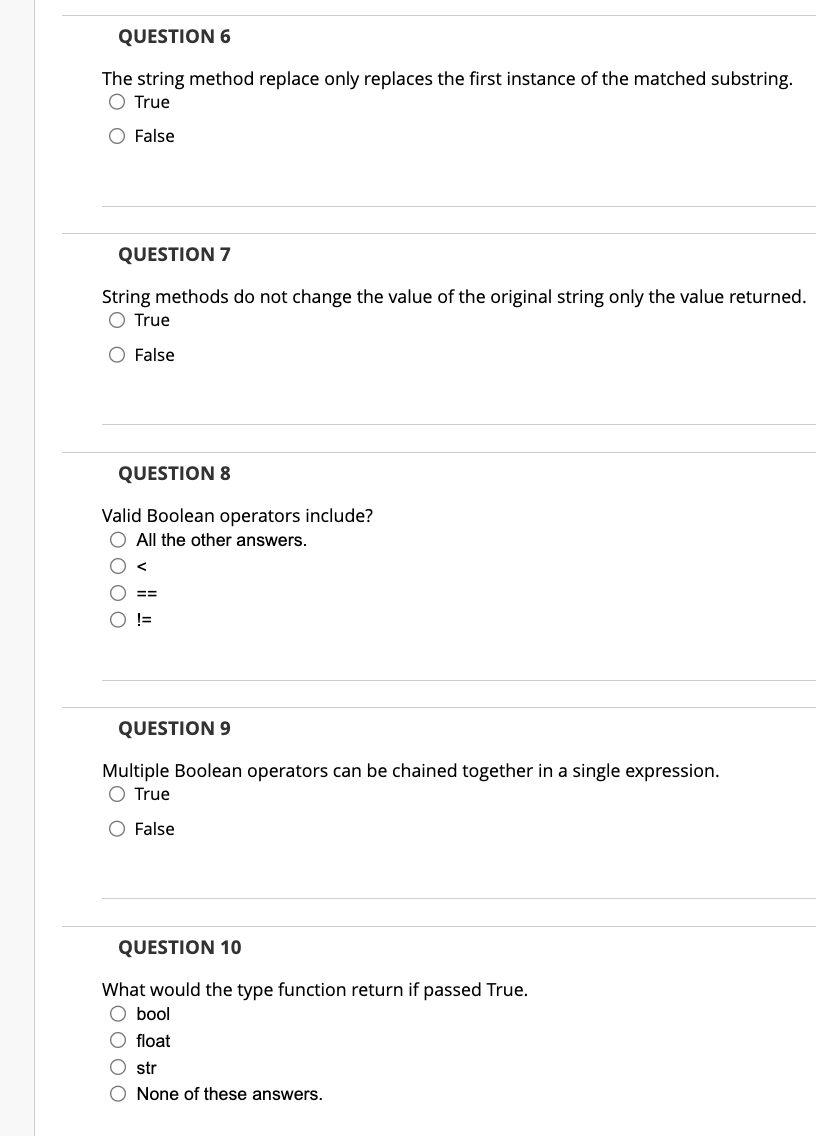 QUESTION 1 The type function in python can return | Chegg.com