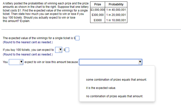 Solved A lottery posted the probabilities of winning each | Chegg.com