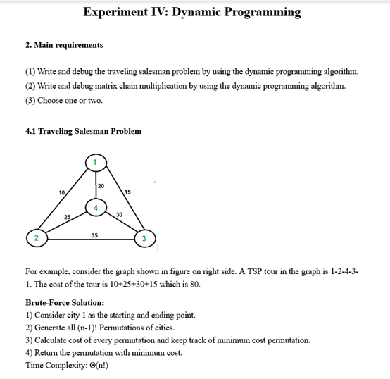 Solved Experiment IV: Dynamic Programming 2. Main | Chegg.com