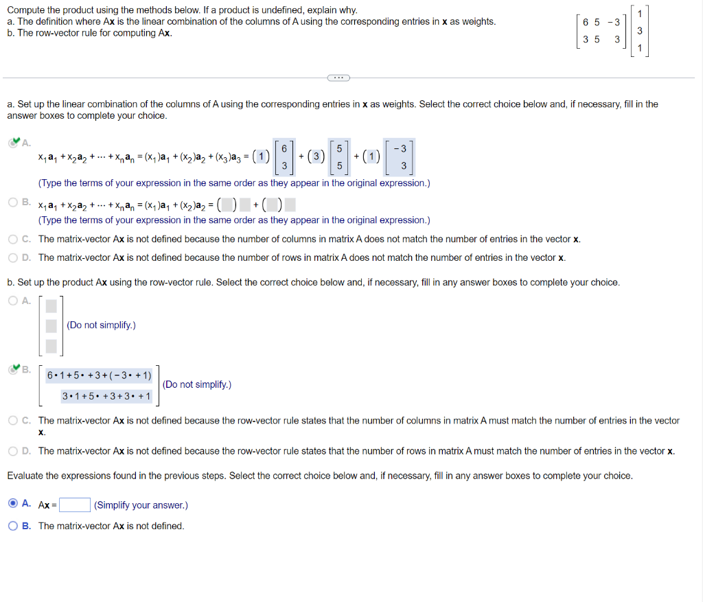 Solved Compute the product using the methods below. If a | Chegg.com