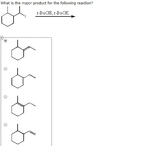 Solved What is the major product for the following reaction? | Chegg.com