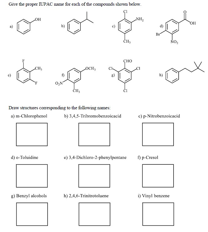 Solved Give the proper IUPAC name for each of the compounds | Chegg.com