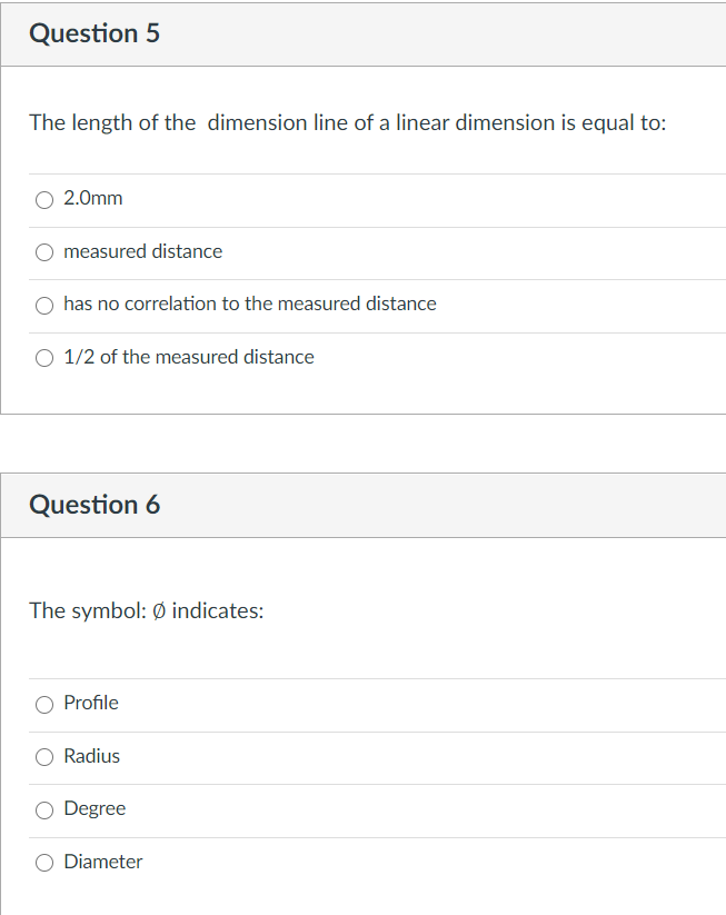 Solved Question 5 The length of the dimension line of a | Chegg.com