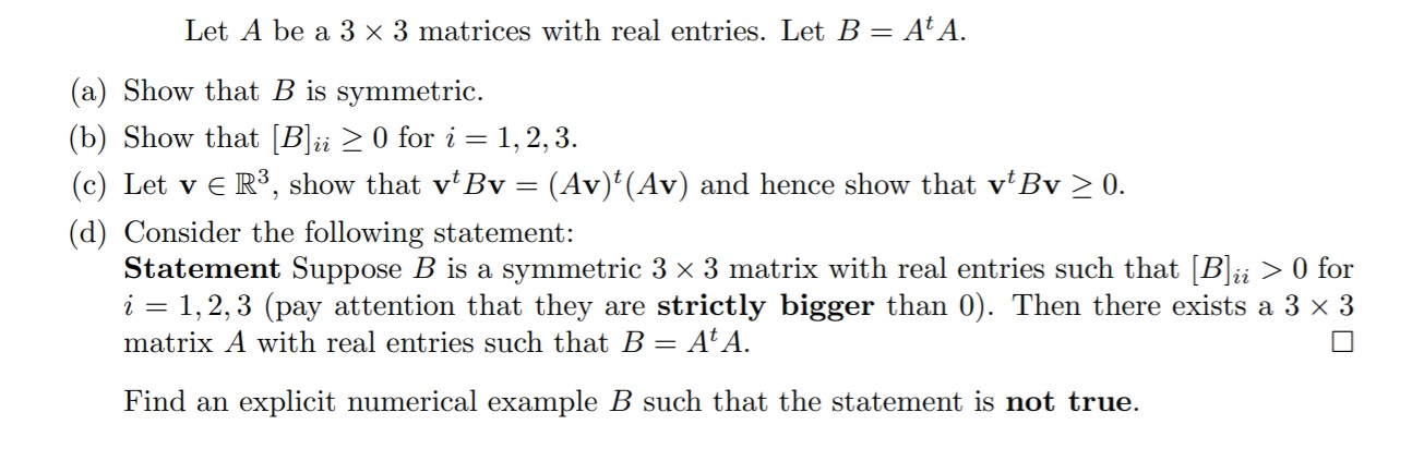 Solved Let A be a 3 x 3 matrices with real entries. Let B= | Chegg.com