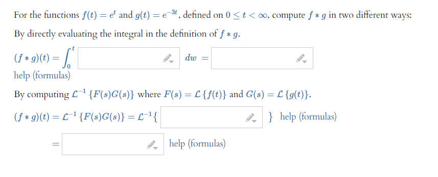 Solved For the functions f(t) = et and g(t) = e 3t, defined | Chegg.com