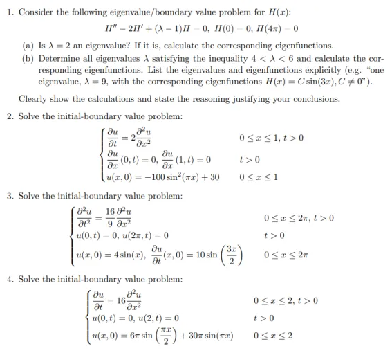 Solved Consider the following eigenvalue/boundary value | Chegg.com
