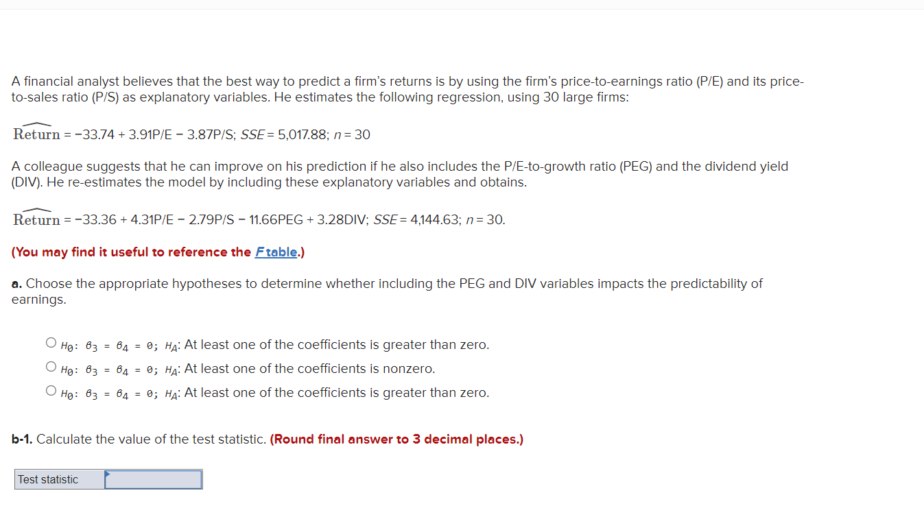 Solved A financial analyst believes that the best way to | Chegg.com