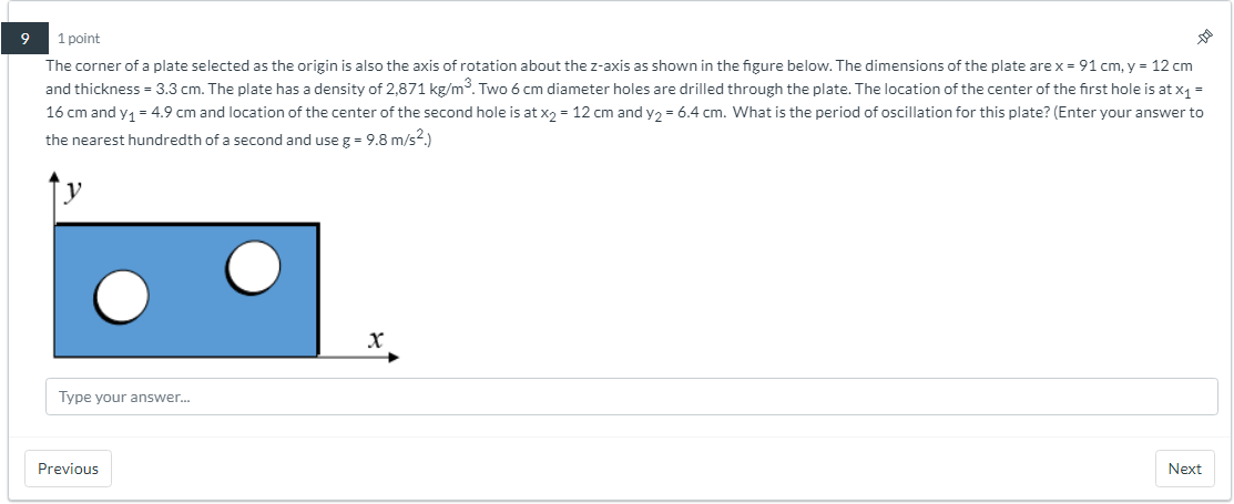 Solved 1 ﻿pointThe corner of a plate selected as the origin | Chegg.com