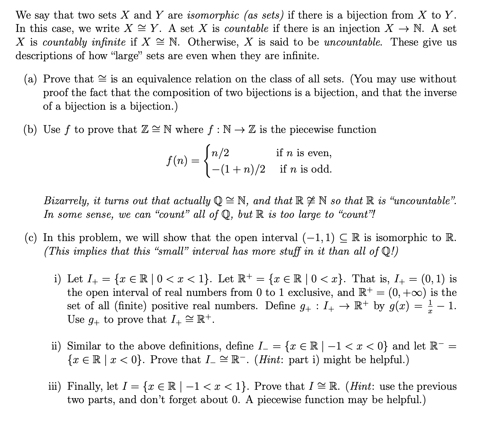 Solved We say that two sets X and Y are isomorphic (as sets) | Chegg.com