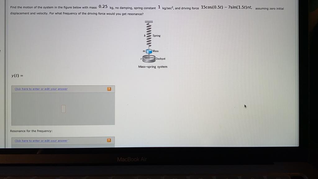 Solved Find the motion of the system in the figure below | Chegg.com