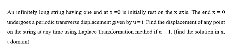 Solved An infinitely long string having one end at x =0 is | Chegg.com