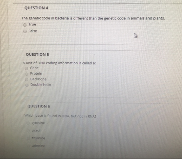 Solved QUESTION 4 The genetic code in bacteria is different | Chegg.com