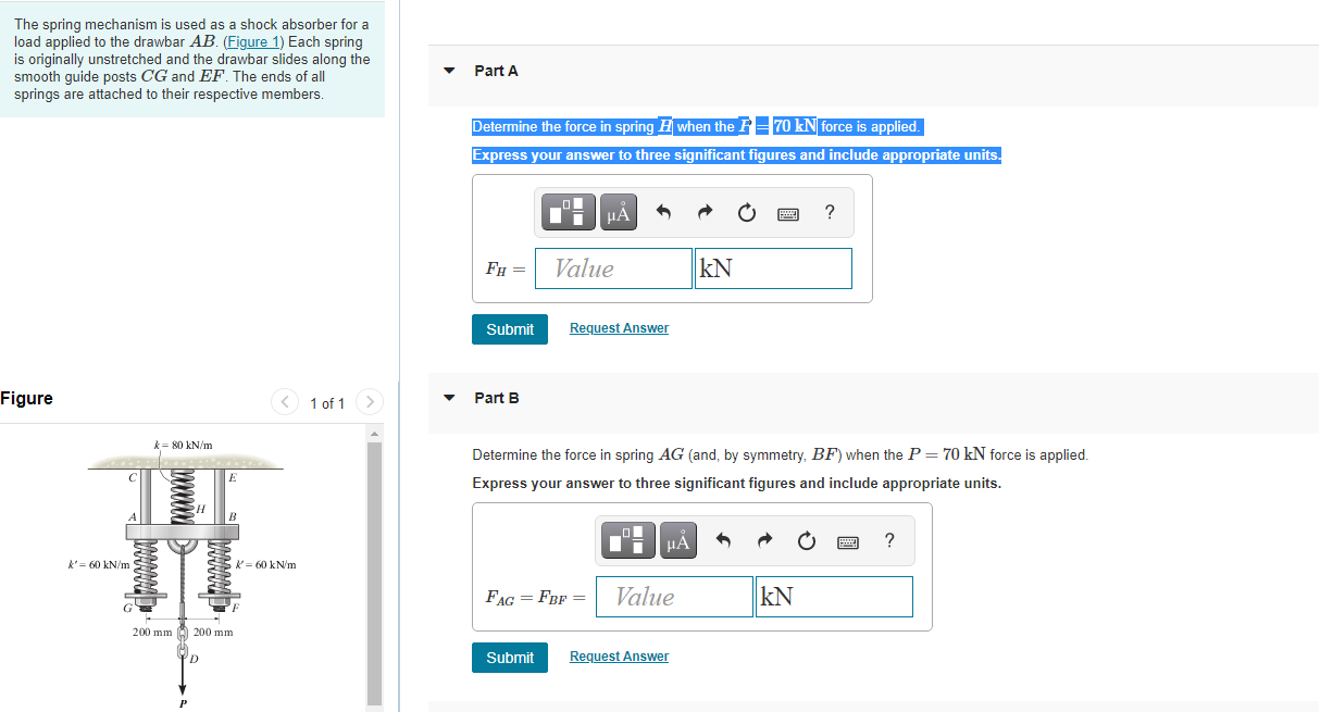Solved The spring mechanism is used as a shock absorber for | Chegg.com