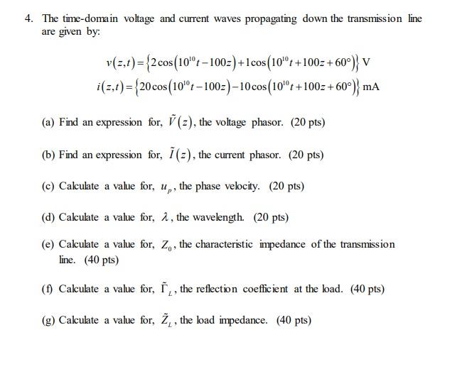 Solved The time-domain voltage and current waves propagating | Chegg.com