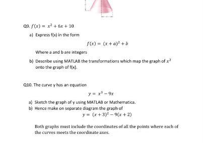 Solved Q9. f(x)=x2+6x+10 a) Express f(x) in the form | Chegg.com