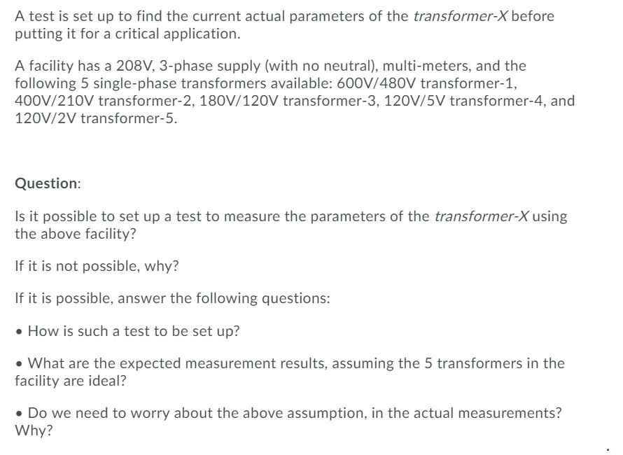 Solved A test is set up to find the current actual | Chegg.com