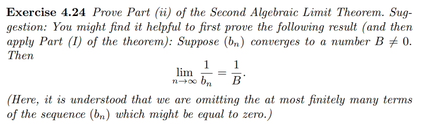 Solved Exercise 4.24 Prove Part (ii) of the Second Algebraic | Chegg.com