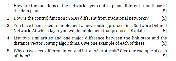 Solved 1. How are the functions of the network layer control | Chegg.com