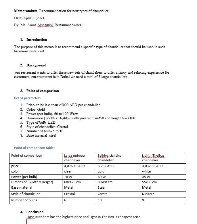 Solved write a recommendation MEMO and complete the | Chegg.com