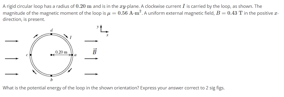 Solved A rigid circular loop has a radius of 0.20 m and is | Chegg.com
