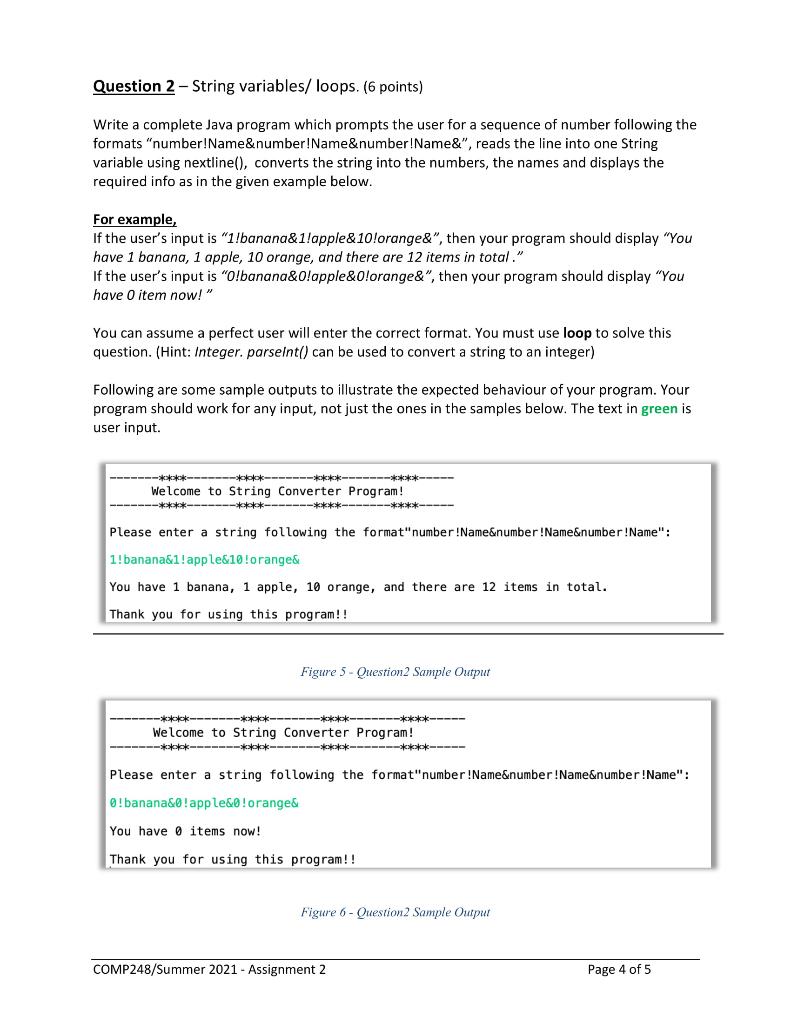 Solved Question 2 - String variables/ loops. (6 points) | Chegg.com