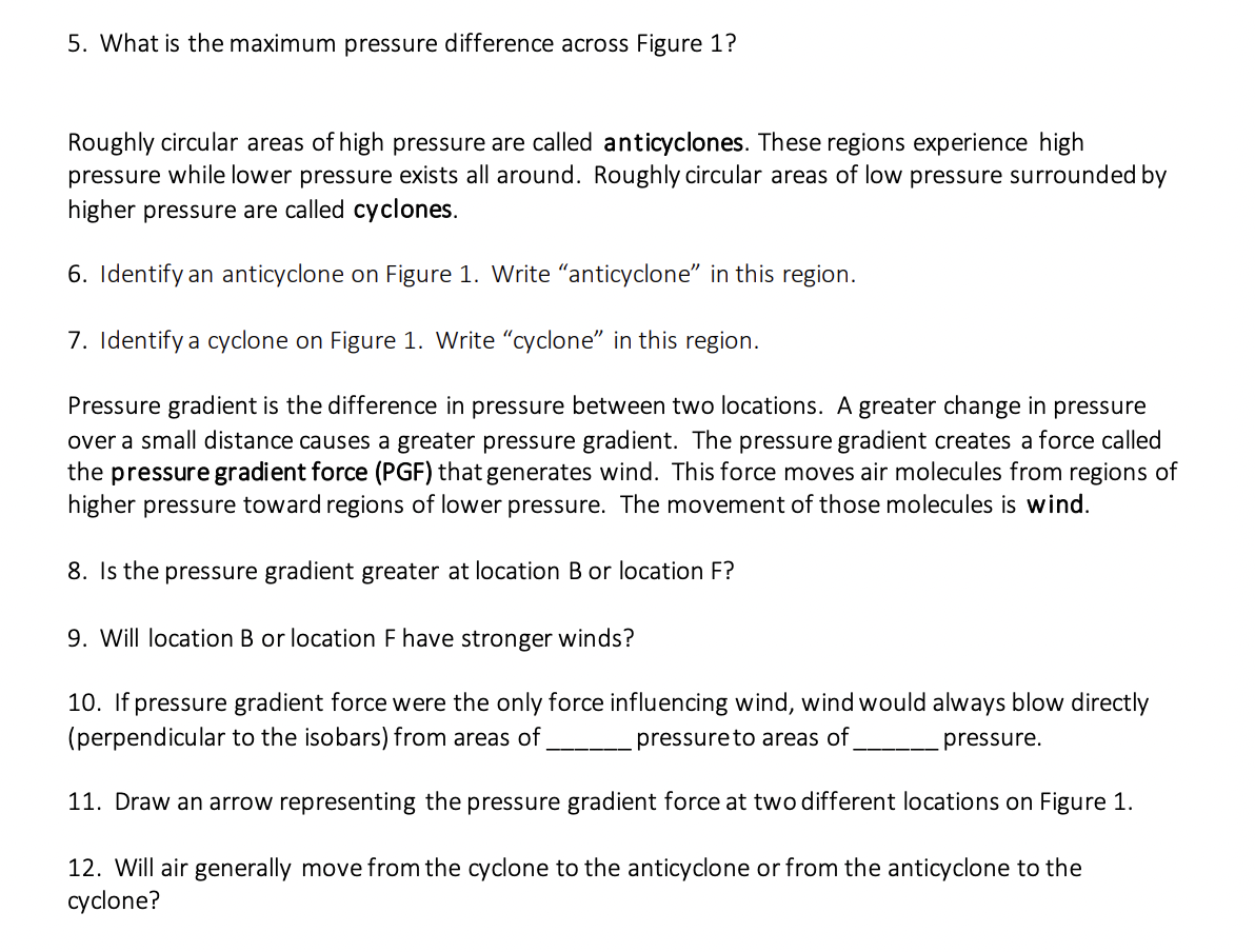 Solved 1000 1020 B Figure 1: Map of sea level pressure in | Chegg.com