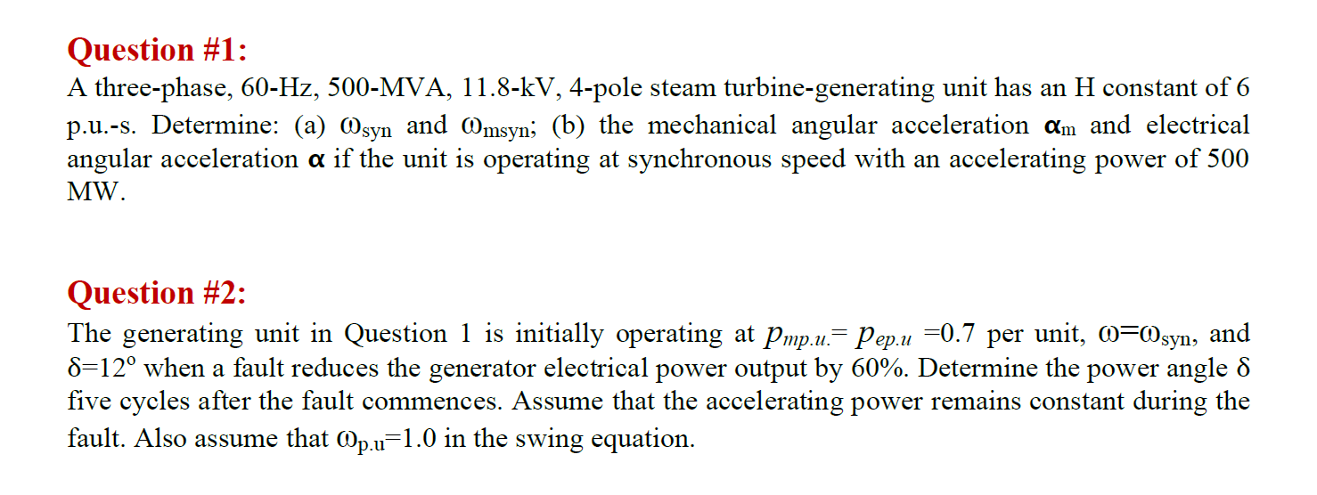 Solved Question #1: A three-phase, 60-Hz, 500-MVA, 11.8-KV, | Chegg.com