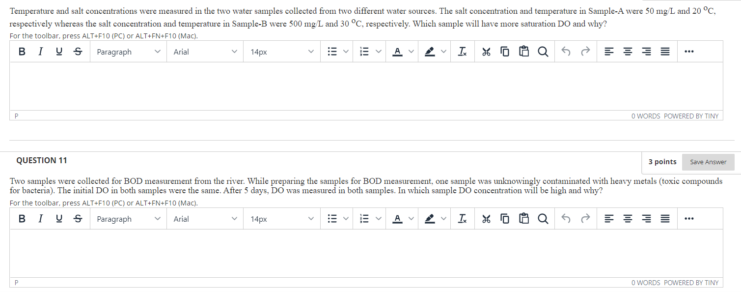 Temperature and salt concentrations were measured in | Chegg.com