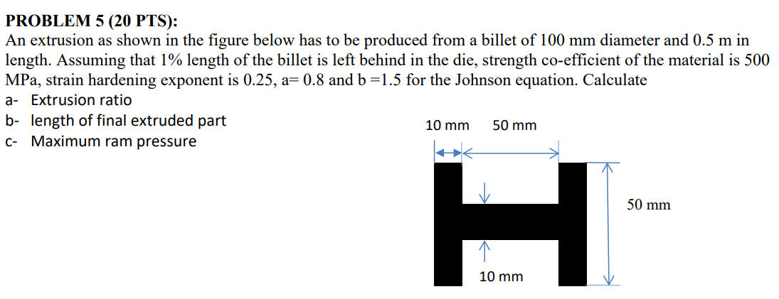 Solved PROBLEM 5 (20 PTS): An extrusion as shown in the | Chegg.com