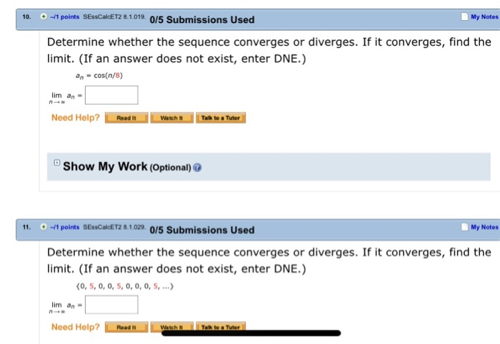 Solved: 10. -1 Points SEssCalcET2 8.1019. 0/5 Submissions ... | Chegg.com