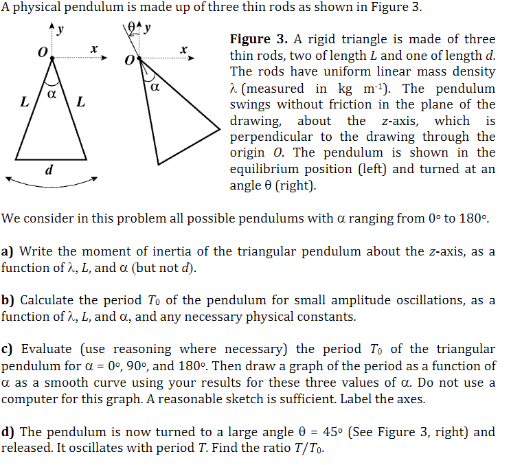 A physical pendulum is made up of three thin rods as | Chegg.com