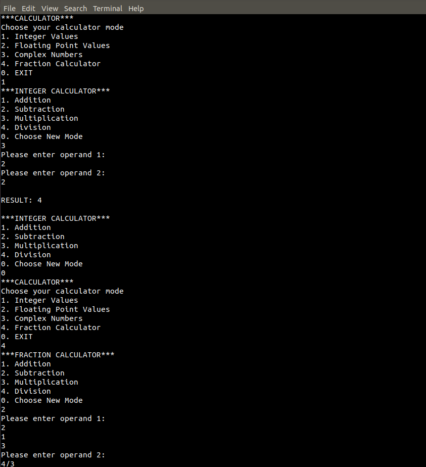 Solved File Edit View Search Terminal Help ***CALCULATOR*** | Chegg.com