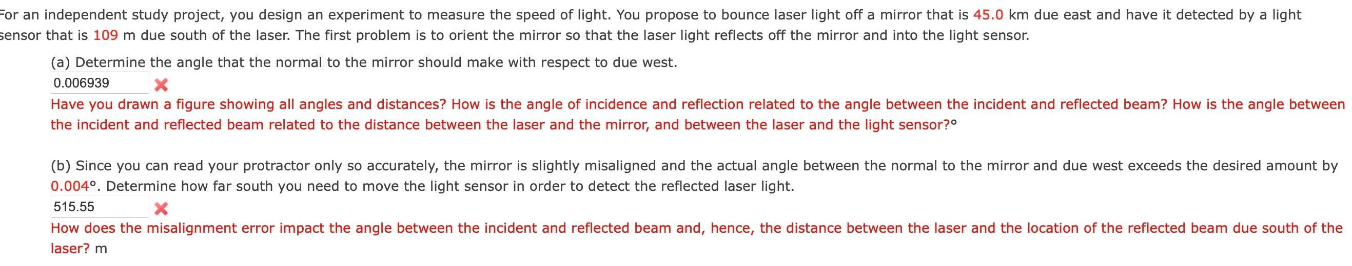 Solved nsor that is 109 m due south of the laser. The first | Chegg.com