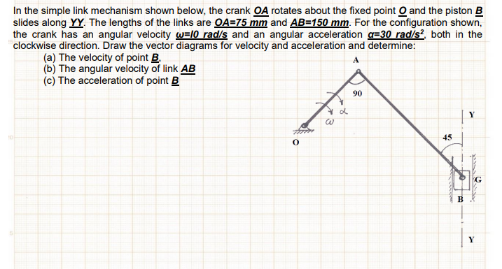 Solved In the simple link mechanism shown below, the crank | Chegg.com