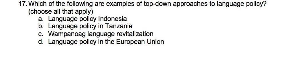 Solved 17. Which of the following are examples of top-down | Chegg.com